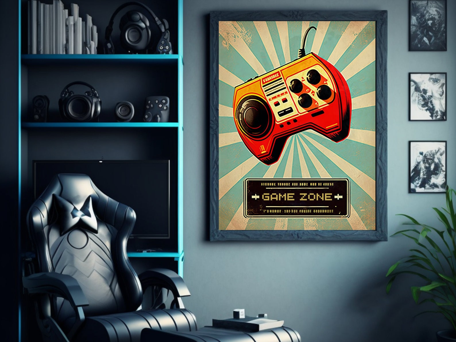 Retro Gaming Wall Art Game Zone Sign Game Room Decor - Etsy
