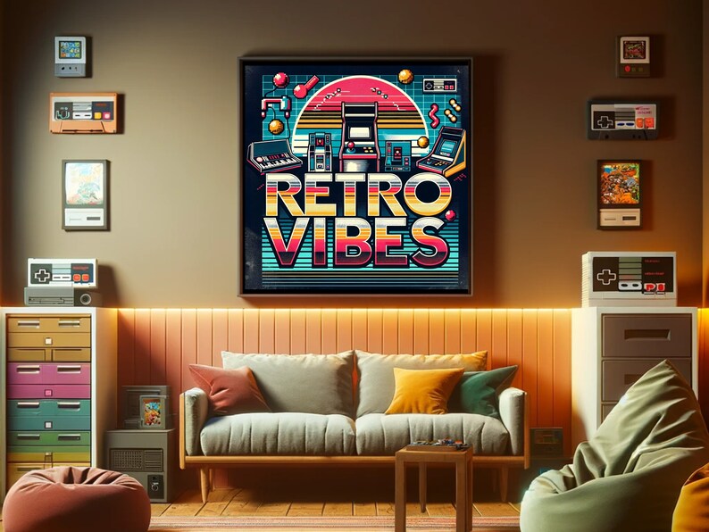 Retro Wall Art, Game Room Decor, Digital Download, Gamer Gift ...