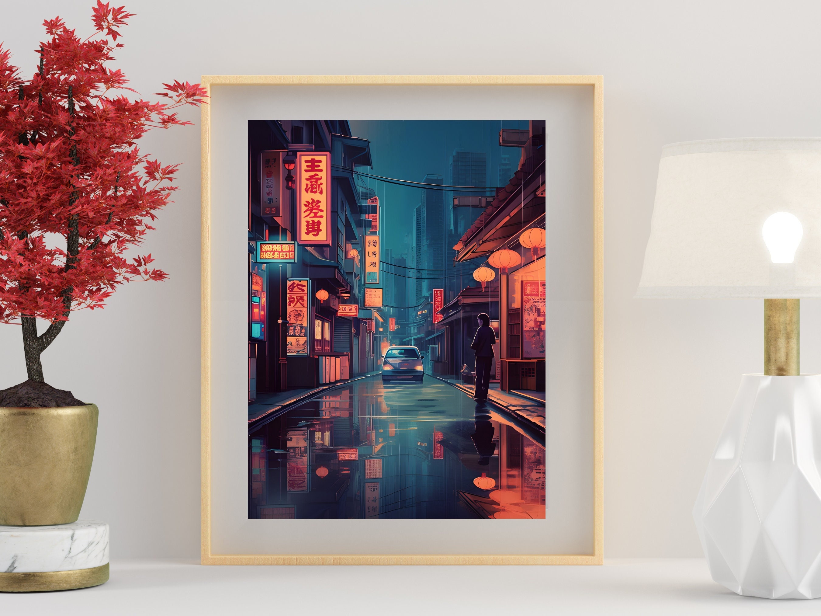 Printable Japanese Wall Art, Japanese City Street, Digital Download Art ...