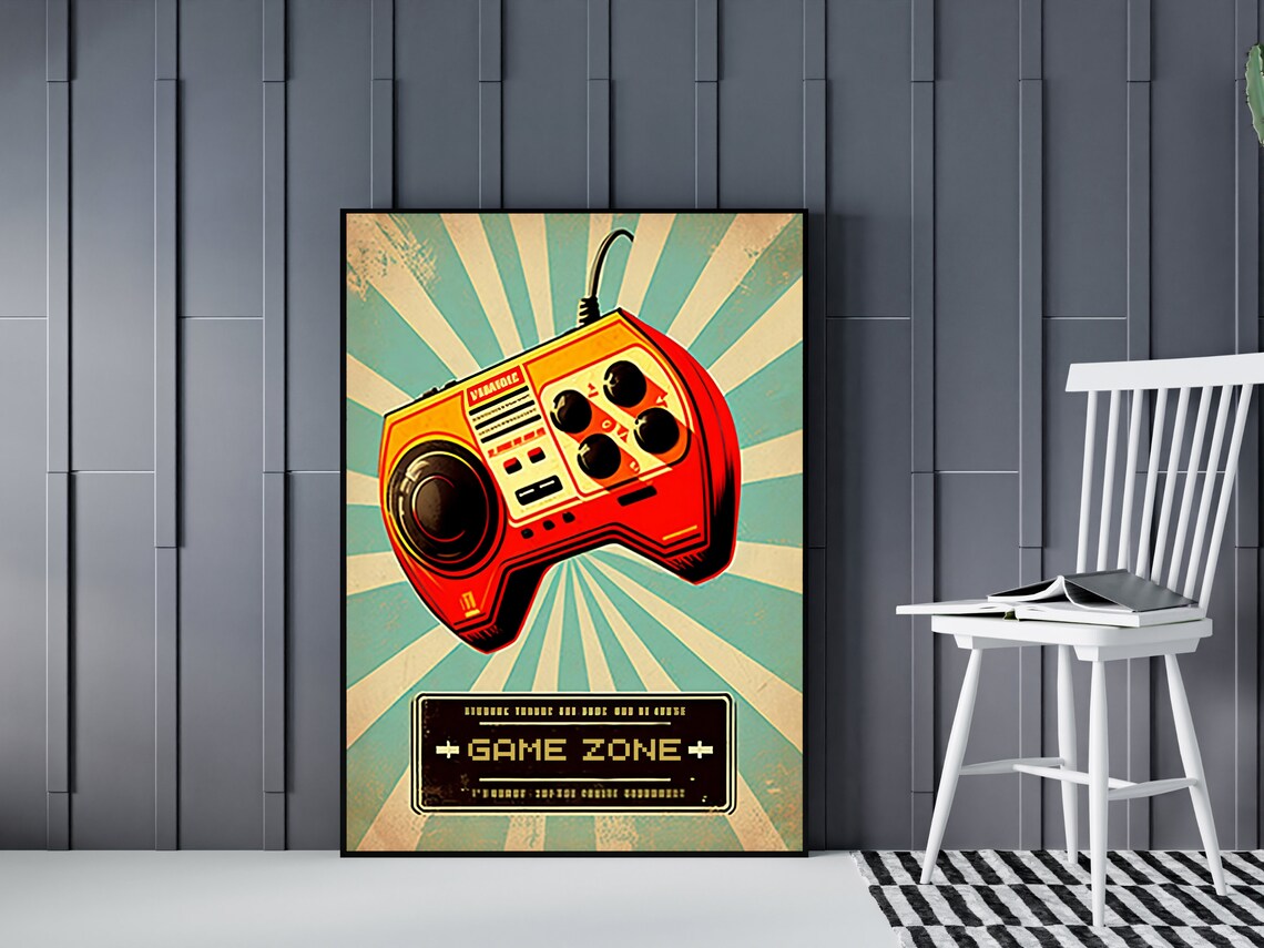 Retro Gaming Wall Art Game Zone Sign Game Room Decor - Etsy