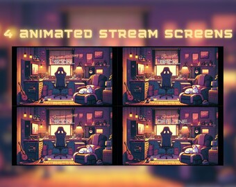 Animated Twitch Screens Cozy PC Room Setup, Neon Game Room Stream ...