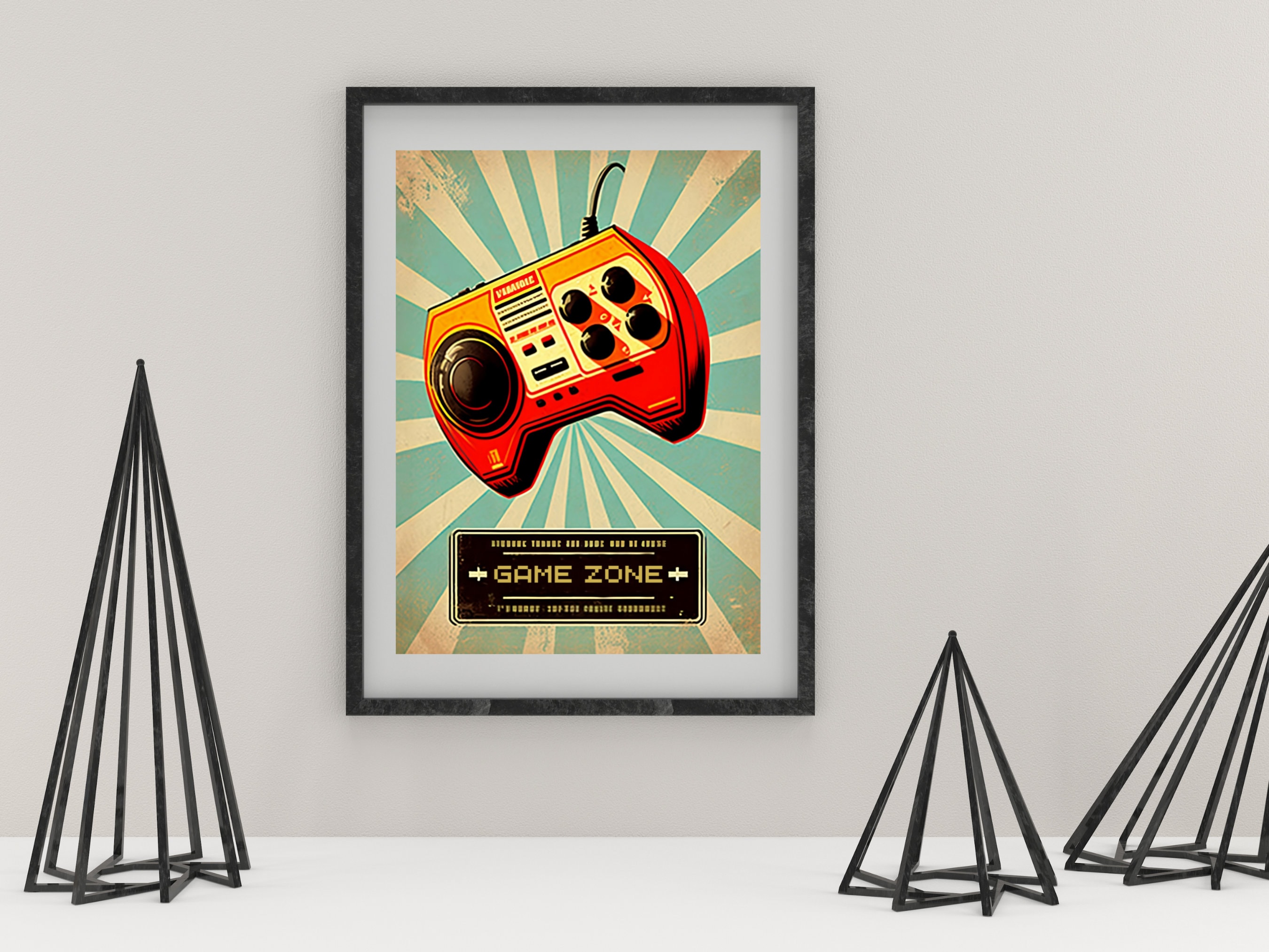 Retro Gaming Wall Art, Game Zone Sign, Game Room Decor, Digital ...