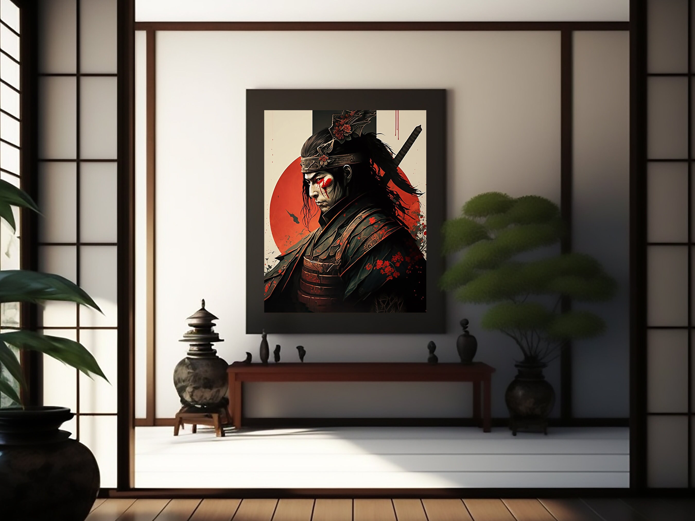 Japanese Samurai Wall Art Printable - Japanese Painting - Digital ...