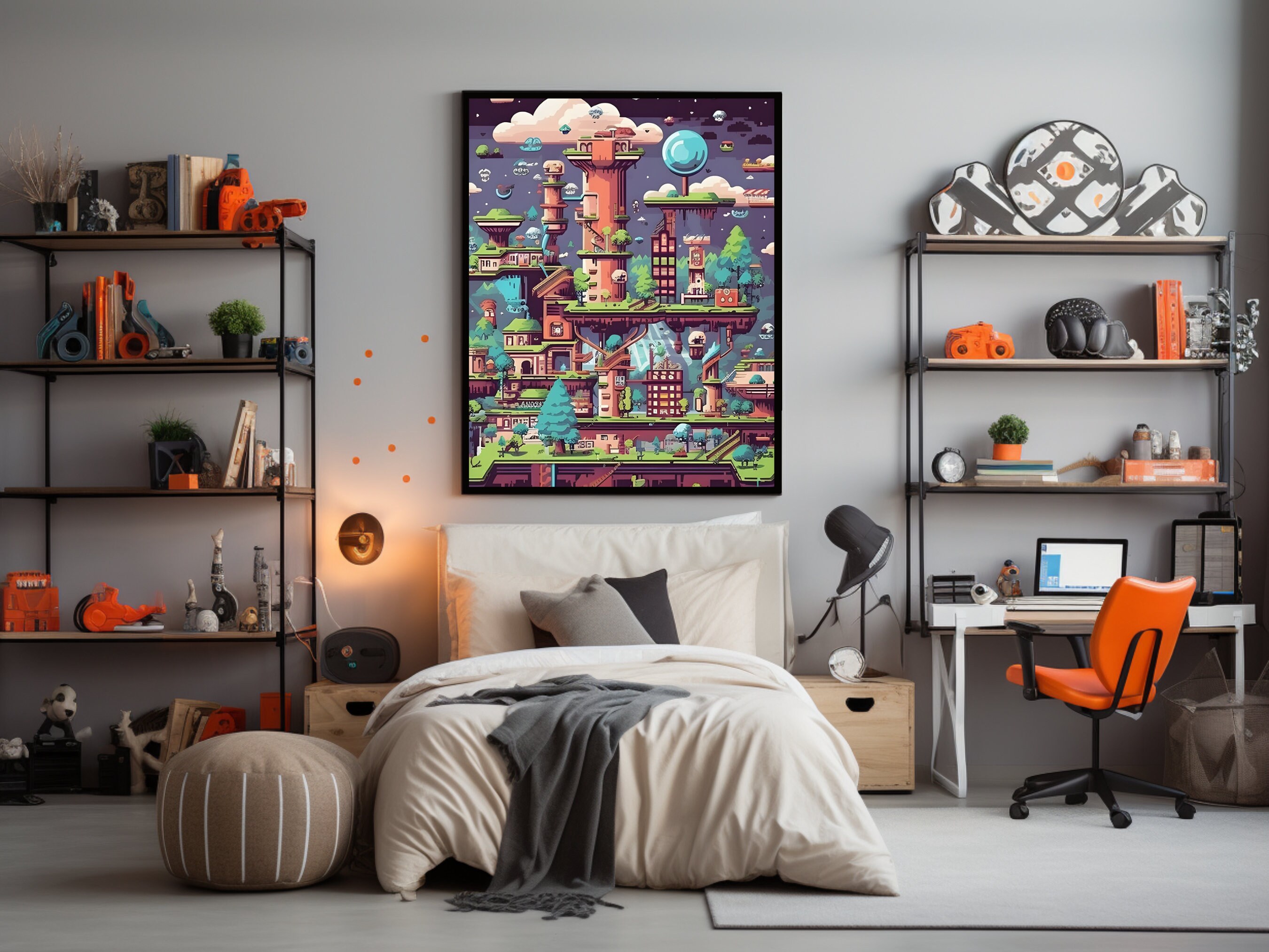 Retro Video Game Wall Art, Game Room Decor, Digital Download, Gamer ...