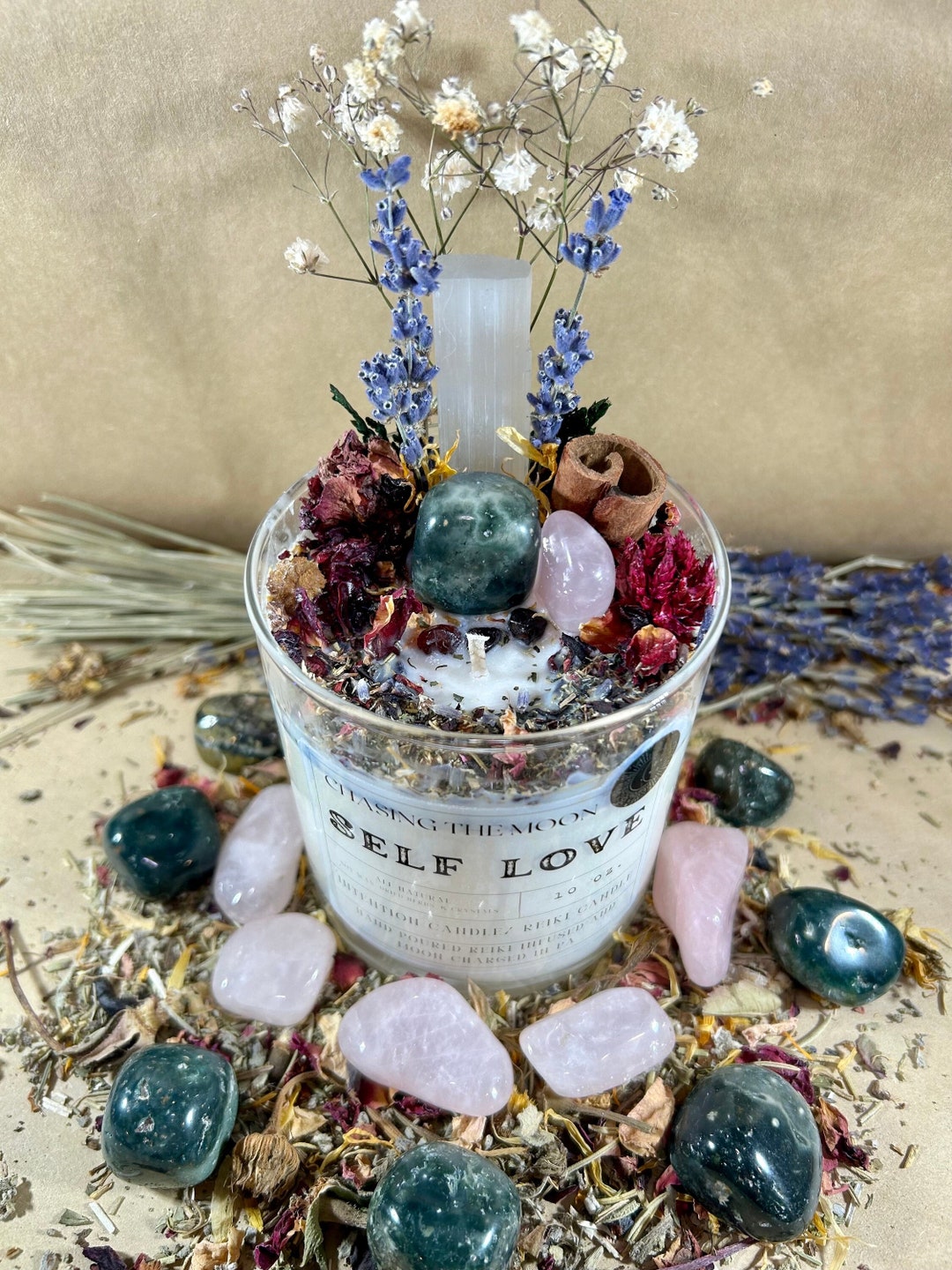 Self Love Intention Crystal Candle Self Love Candle Intention Candle ...