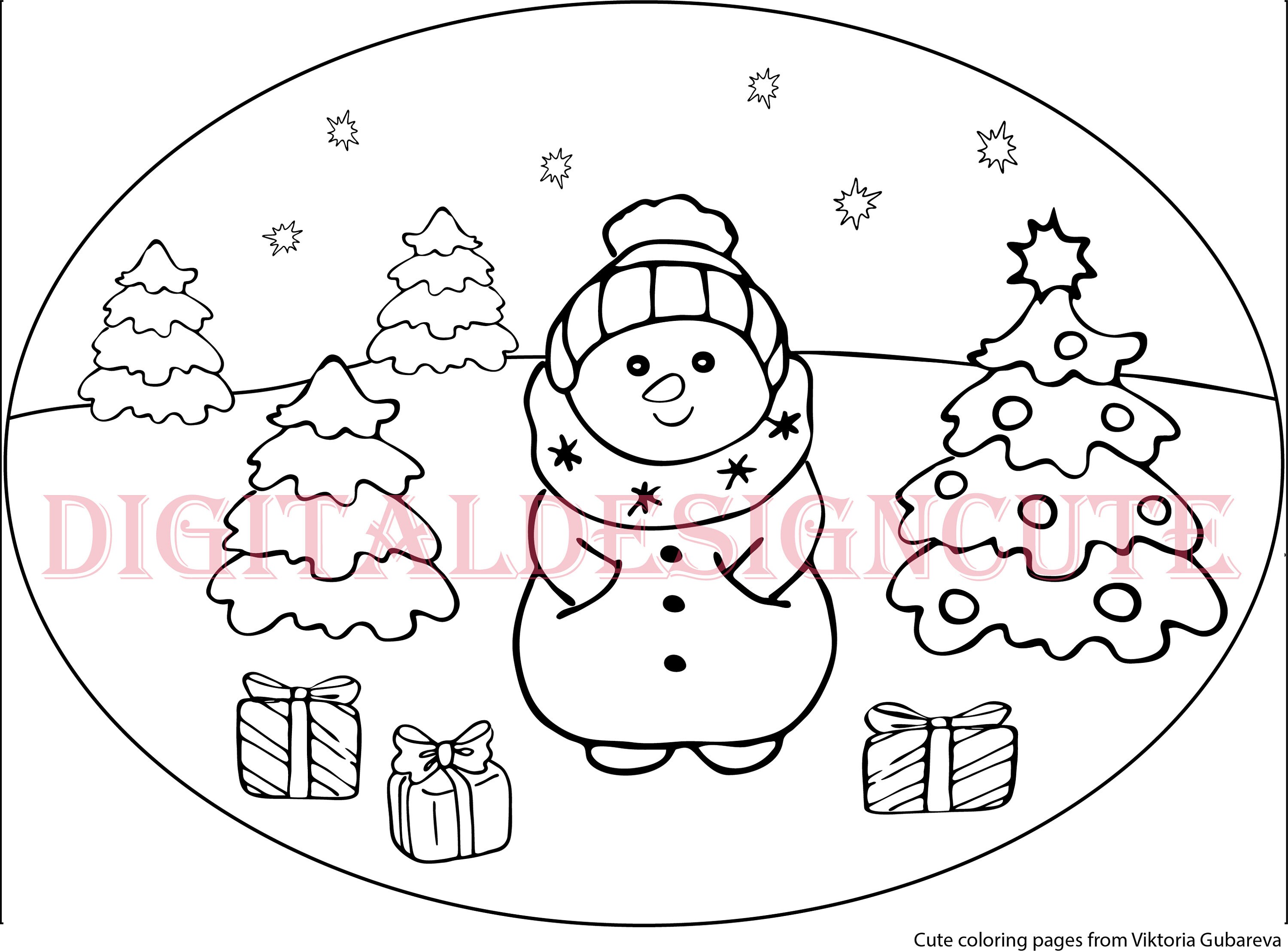 Christmas Printable Coloring Pages, New Year Set. Instant PDF Download ...