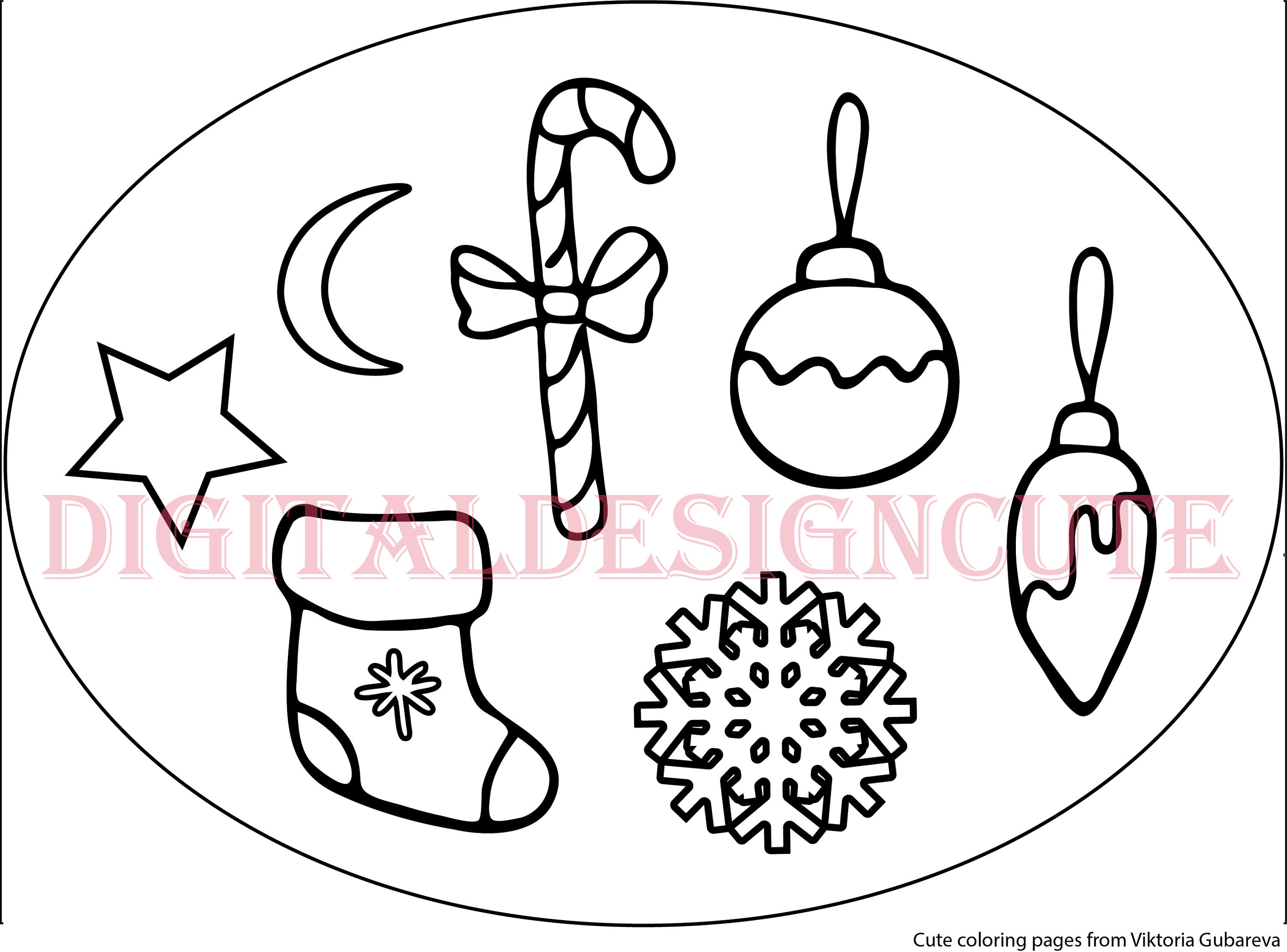 Christmas Printable Coloring Pages, New Year Set. Instant PDF Download ...