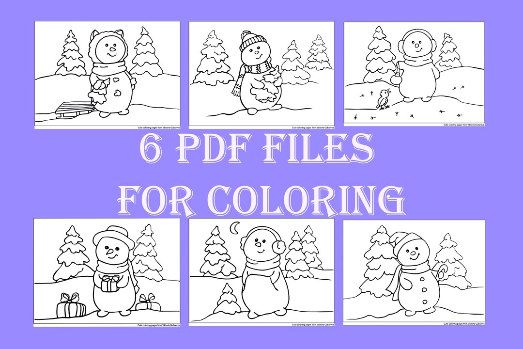 Printable Christmas Coloring Pages, Cute Snowmen. Instant PDF Download ...