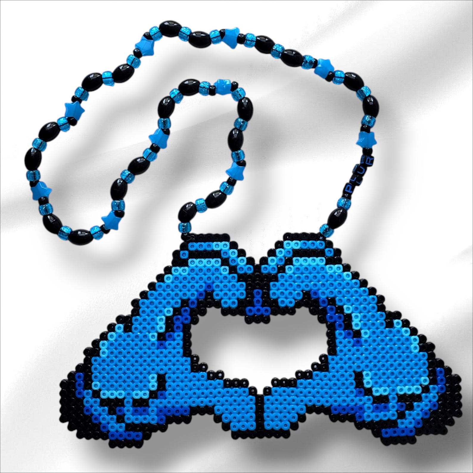 PLUR Heart Hands Blue Perler Bead Rave Kandi Necklace 2 Sizes - Etsy