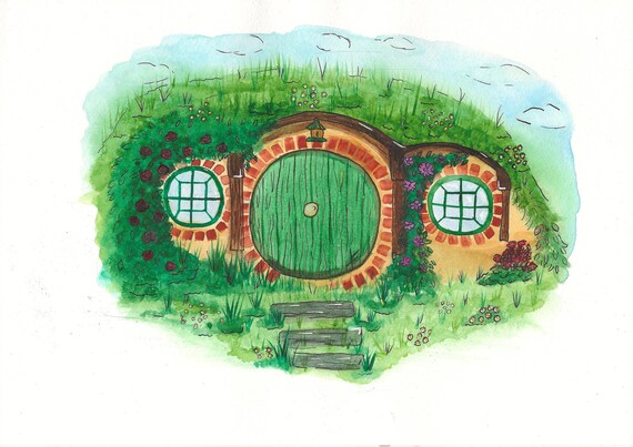 Hobbit Hole Art Print Bagend Art Print Wall Decor LOTR | Etsy