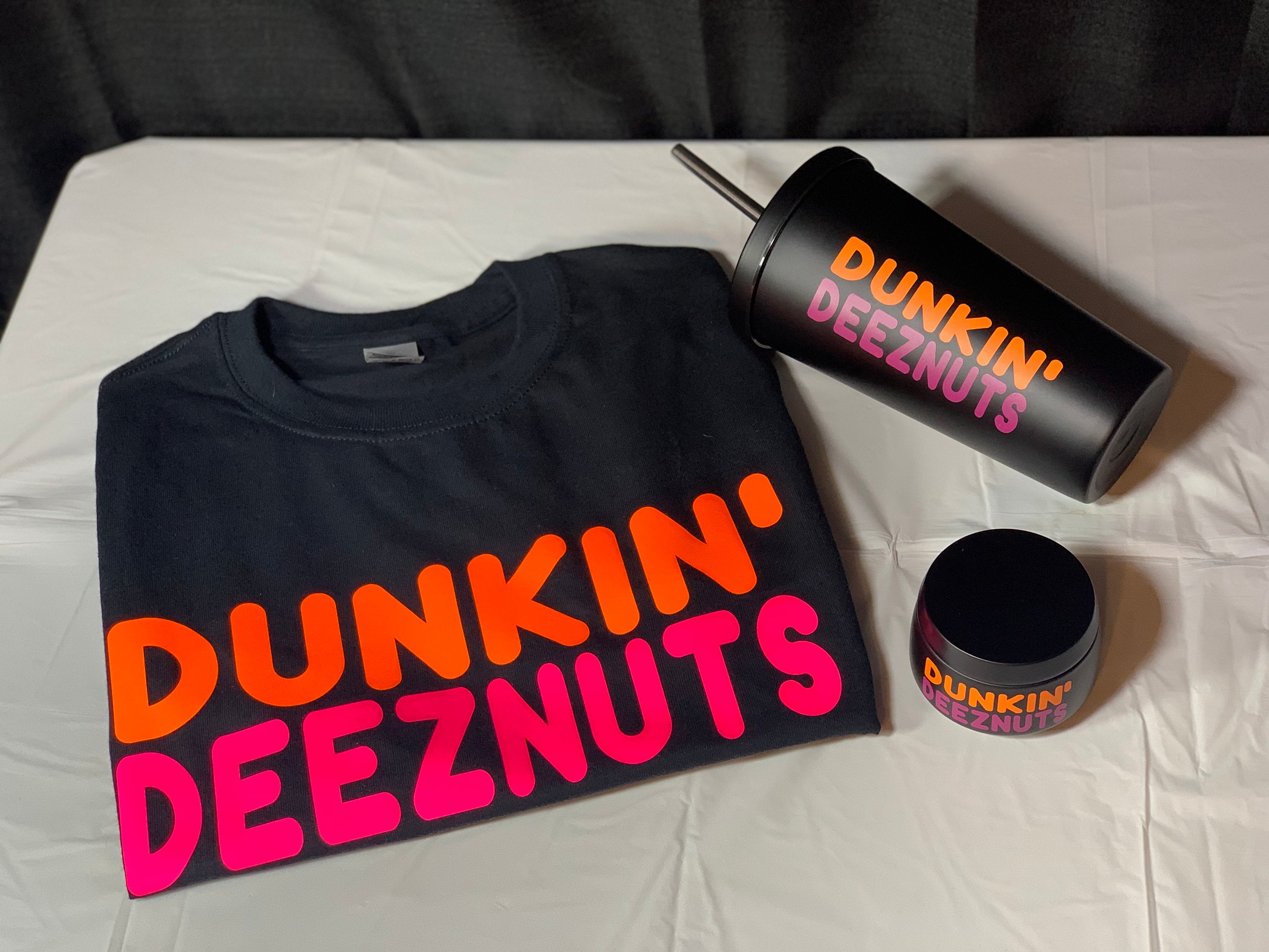 Dunkin Deez Nuts Bundle BLACK Dunkin' Shirt Coffee Cup - Etsy
