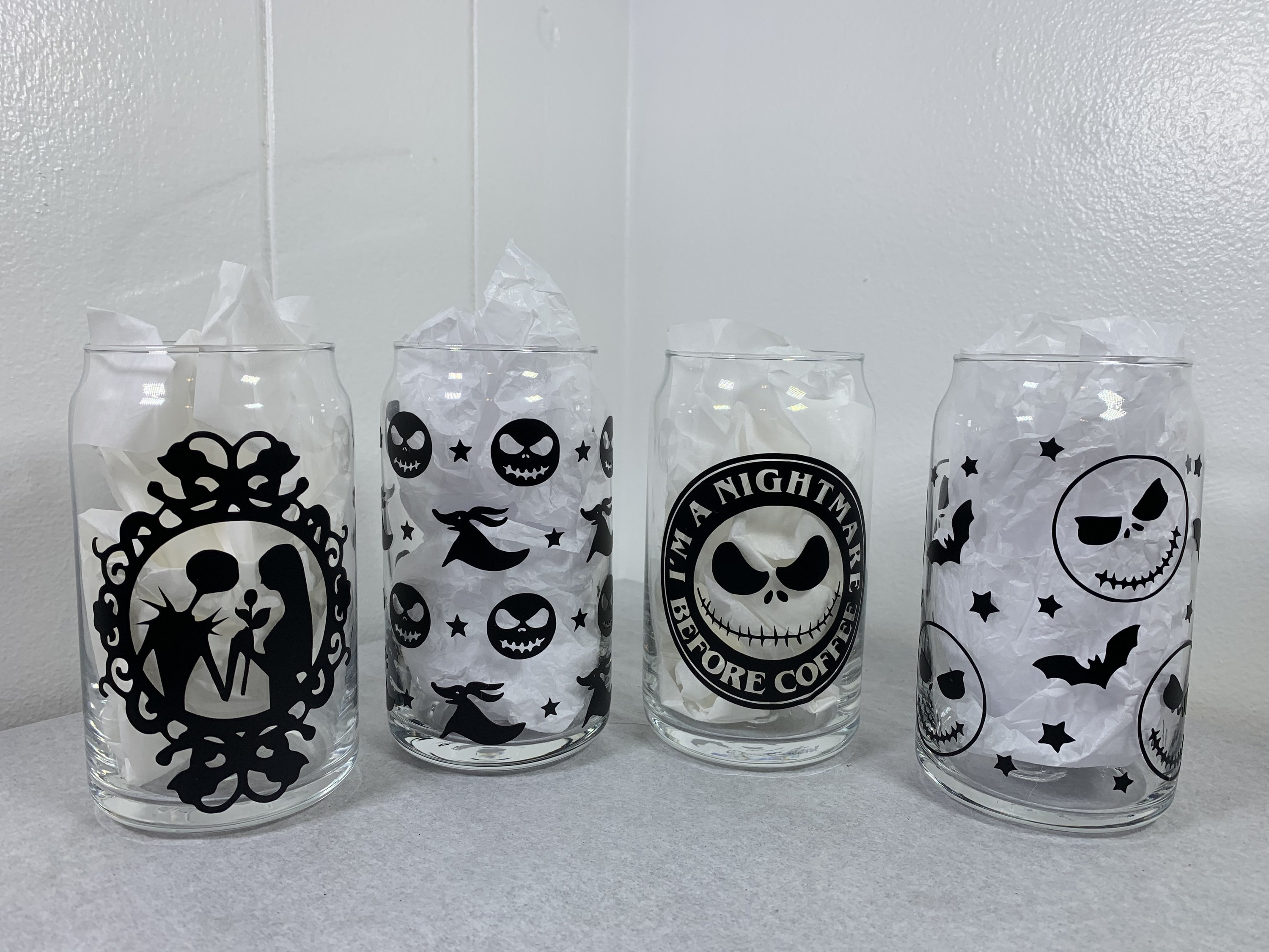 Jack and Sally Beer Can Glass Personalized 16 Oz. Glass Nightmare ...