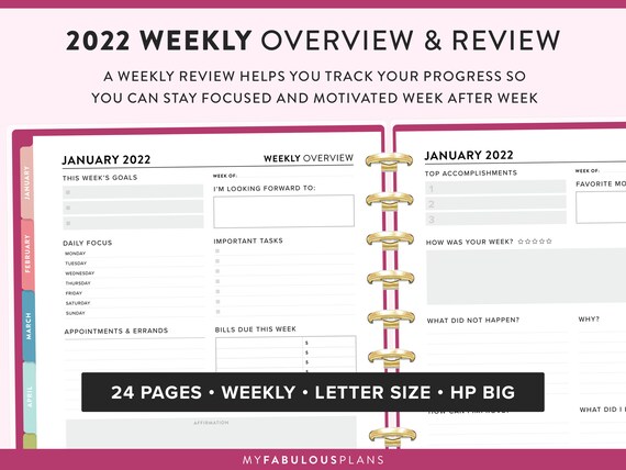 Happy Planner Big Printable Weekly Overview Weekly Review | Etsy