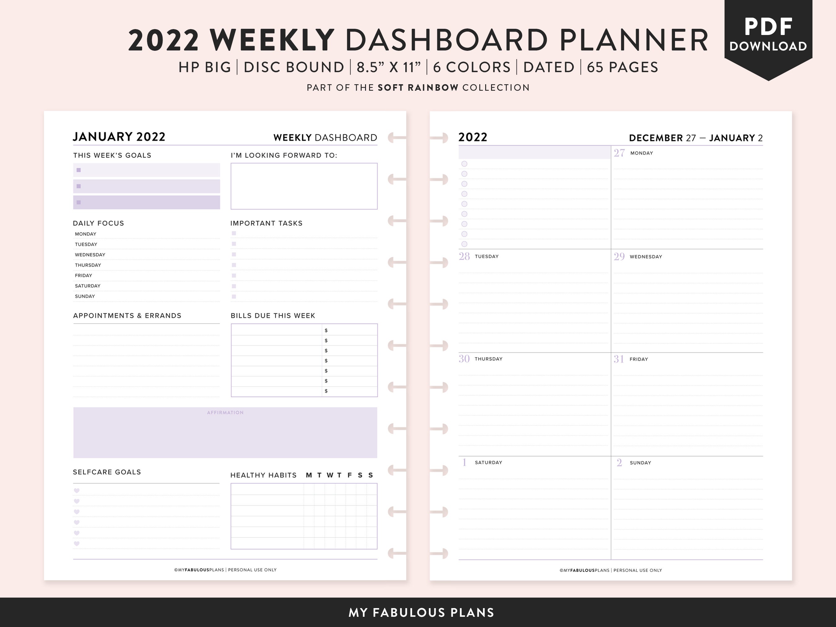 Happy Planner Big Printable Weekly Dashboard Layout Weekly Planner ...