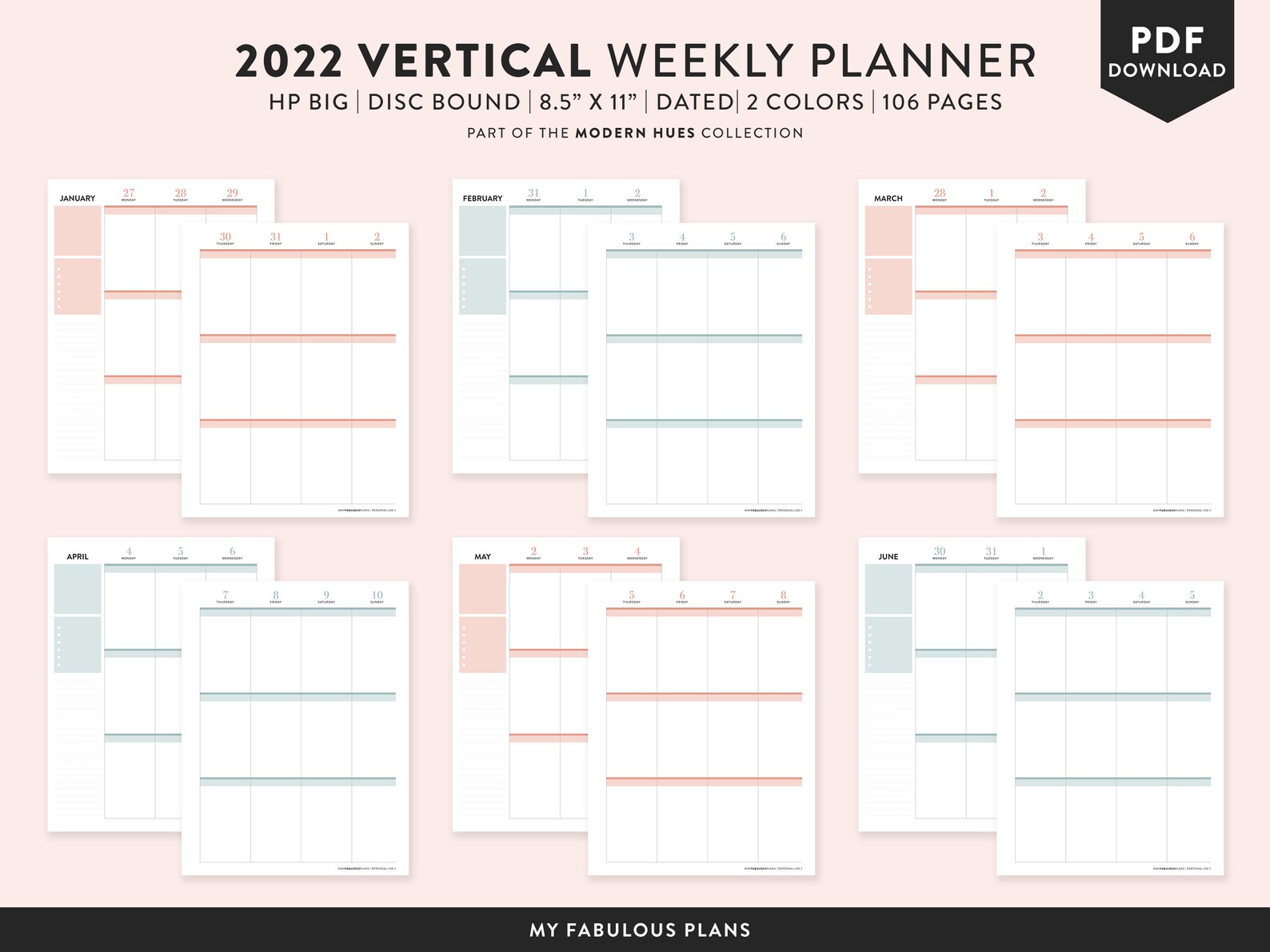 Happy Planner Big Printable Vertical Layout Weekly Planner - Etsy