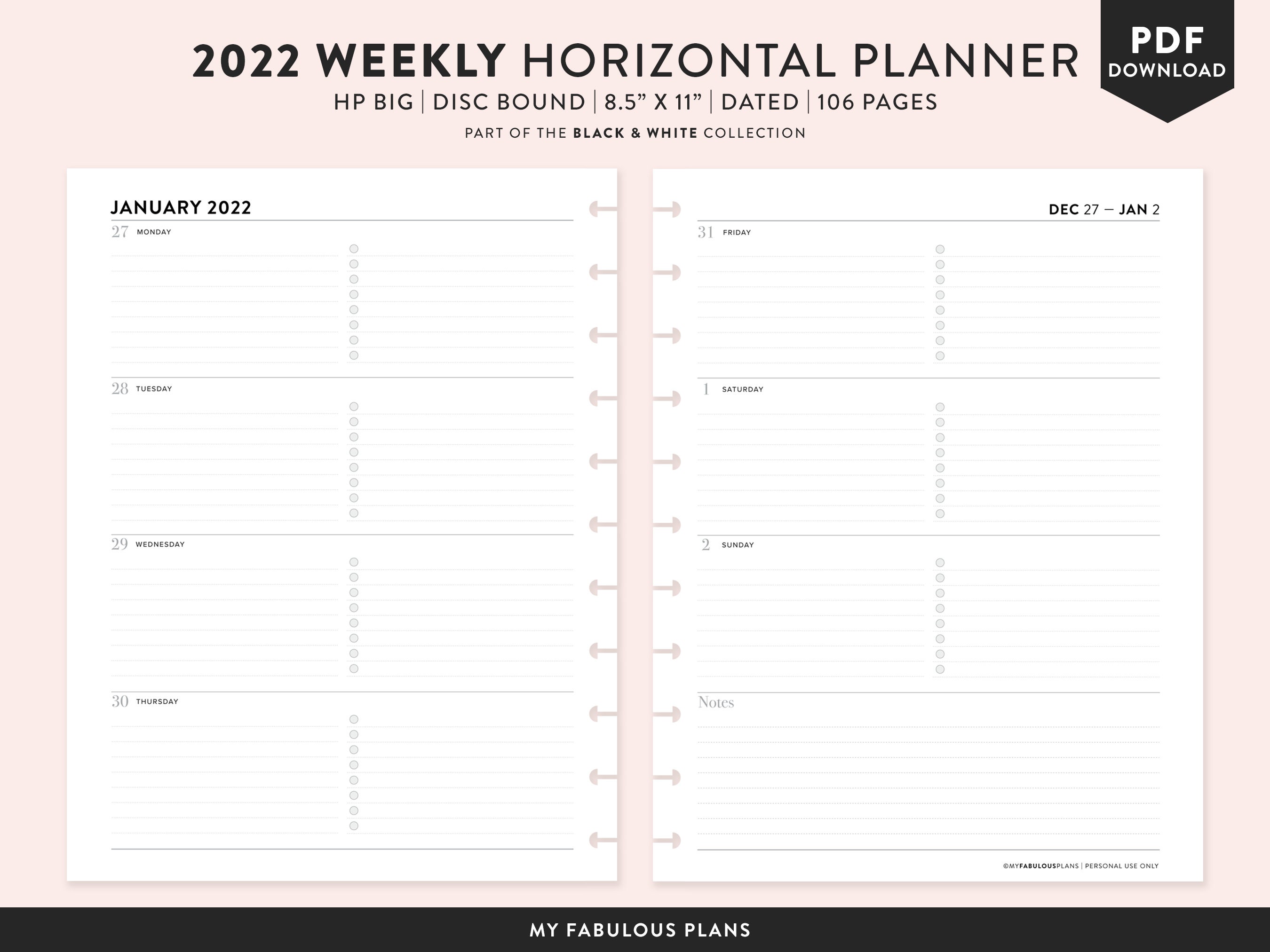 Happy Planner Big Printable Weekly Horizontal Layout Planner Checklists ...