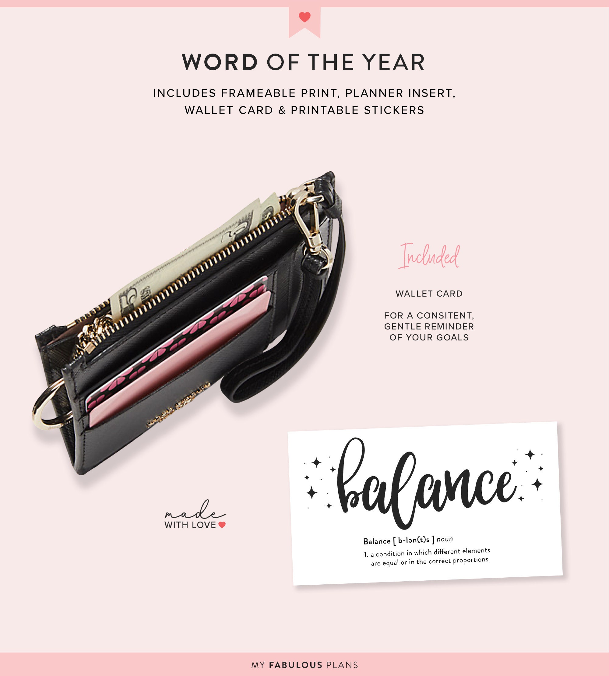 Word of the Year Balance, Wall Art Poster, Planner Dashboard, Planner ...