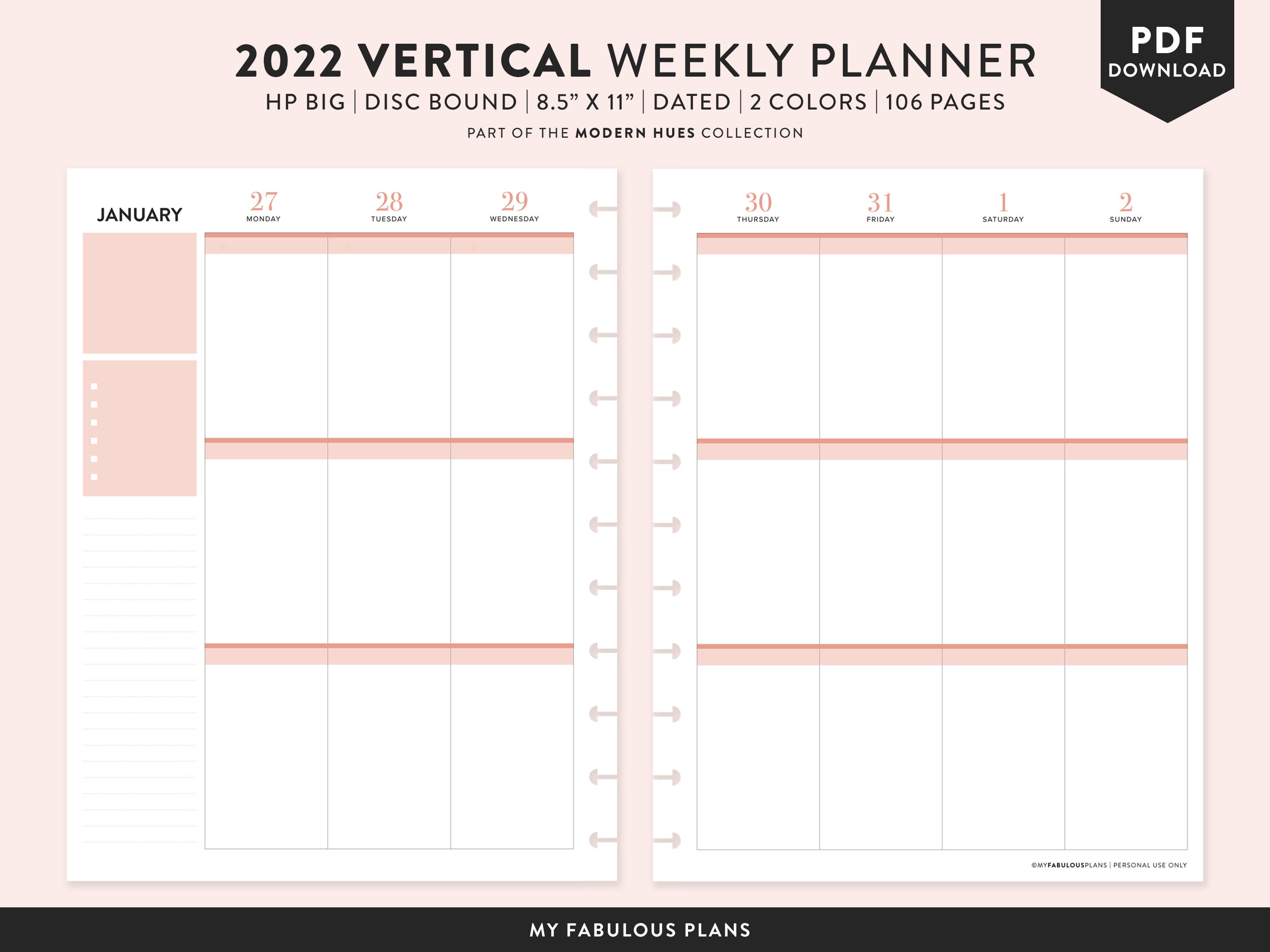 Happy Planner Big Printable Vertical Layout Weekly Planner - Etsy