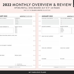 Happy Planner Big Printable Monthly Overview Monthly Review | Etsy
