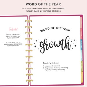 Word of the Year Growth, Wall Art Poster, Planner Dashboard, Planner ...