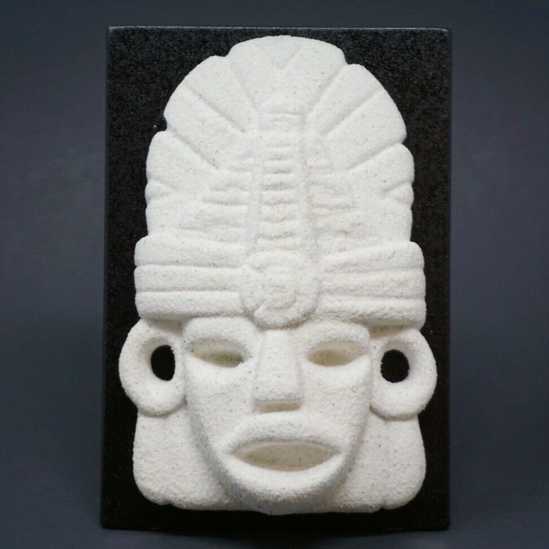 Mayan/aztec Warrior Mask Sculpture Mini - Etsy