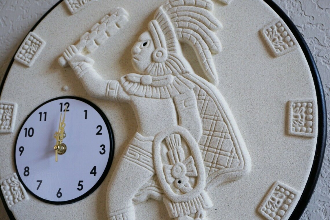 Handmade Aztec Warrior Clock Sculpture Wall Decor Limited Edition - Etsy