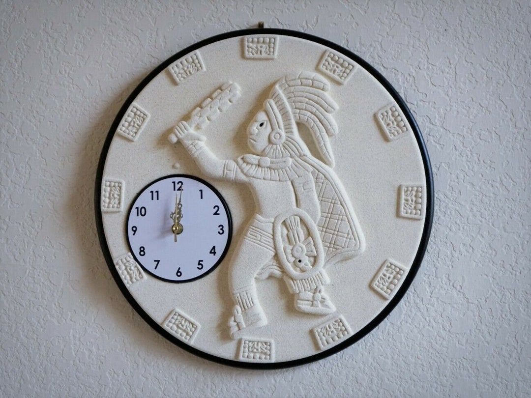 Handmade Aztec Warrior Clock Sculpture Wall Decor Limited Edition - Etsy