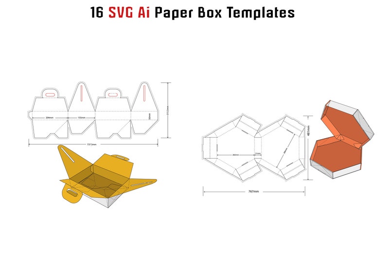 16 SVG Ai Packaging Shipping Box Laser Cut Template Bundle - Etsy
