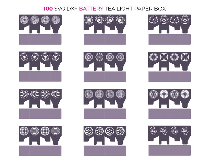 100 SVG Dxf Paper Box for Battery Tealight Holder Laser Cut Template ...
