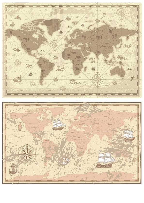 Old World Map Set SVG Cnc Laser Cut Engrave Vector File - Etsy UK
