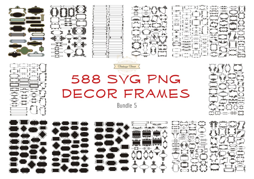 505 Svg Png Bundle Frame Elements Text Monogram Dividers Frames Art ...