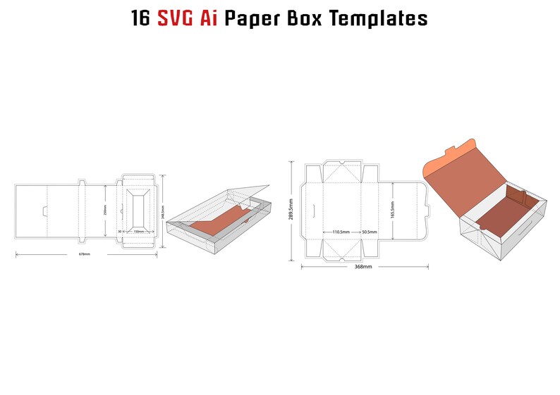16 SVG Ai Packaging Shipping Box Laser Cut Template Bundle - Etsy