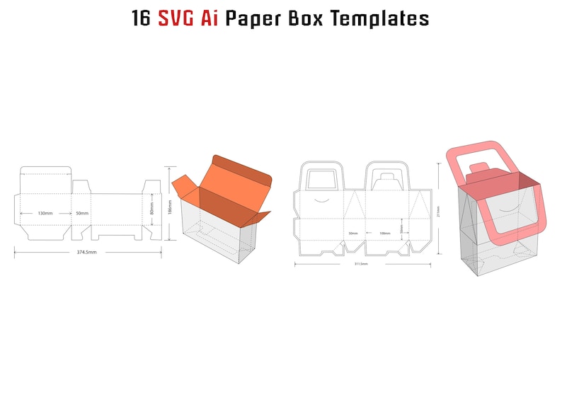 16 SVG Ai Packaging Shipping Box Laser Cut Template Bundle - Etsy