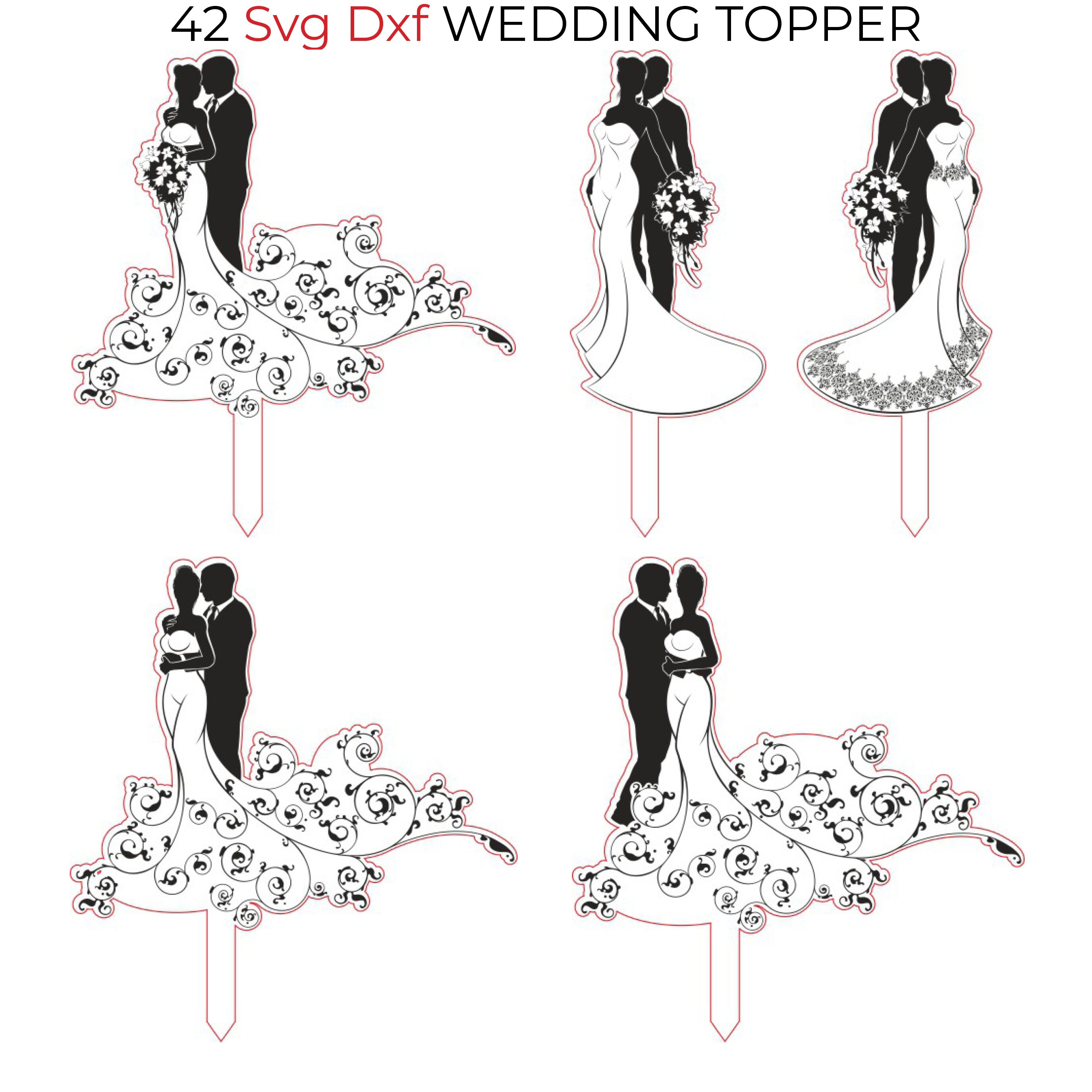 42 SVG DXF Wedding Topper for Plexi Acrylic Laser Cut Engrave - Etsy