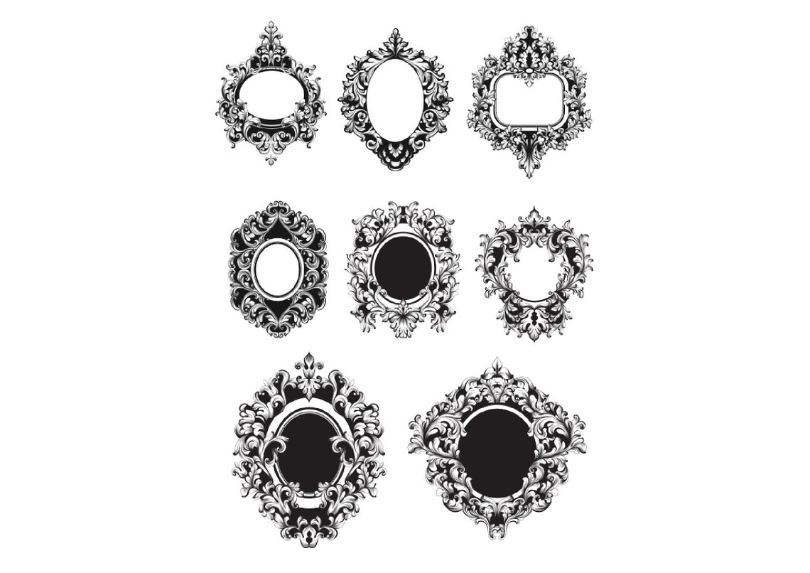 Baroque Frame Set 1 Wedding Card Individual Template Decor - Etsy