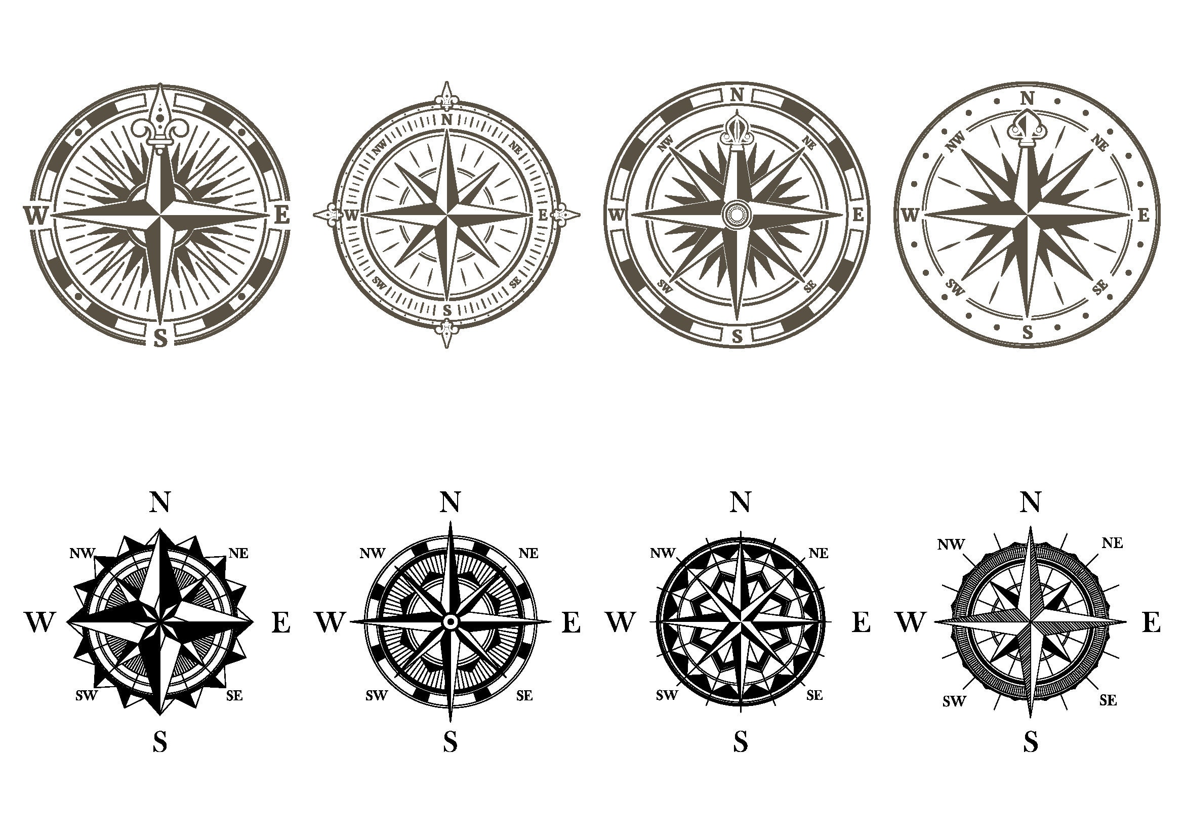 57 SVG Compass Bundle Cnc Laser Cut Engrave Vector Files - Etsy