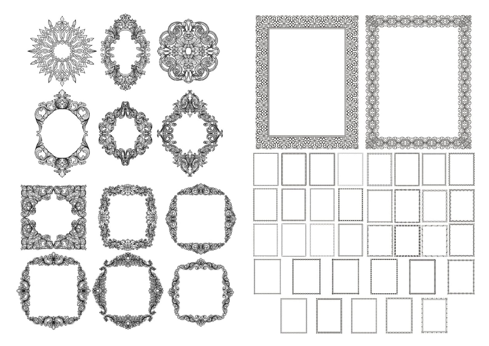 432 SVG PNG Decorative Elegant Frame Bundle Wedding Card - Etsy