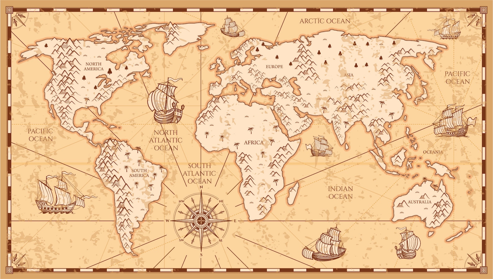 Old World Map Set SVG Cnc Laser Cut Engrave Vector File - Etsy