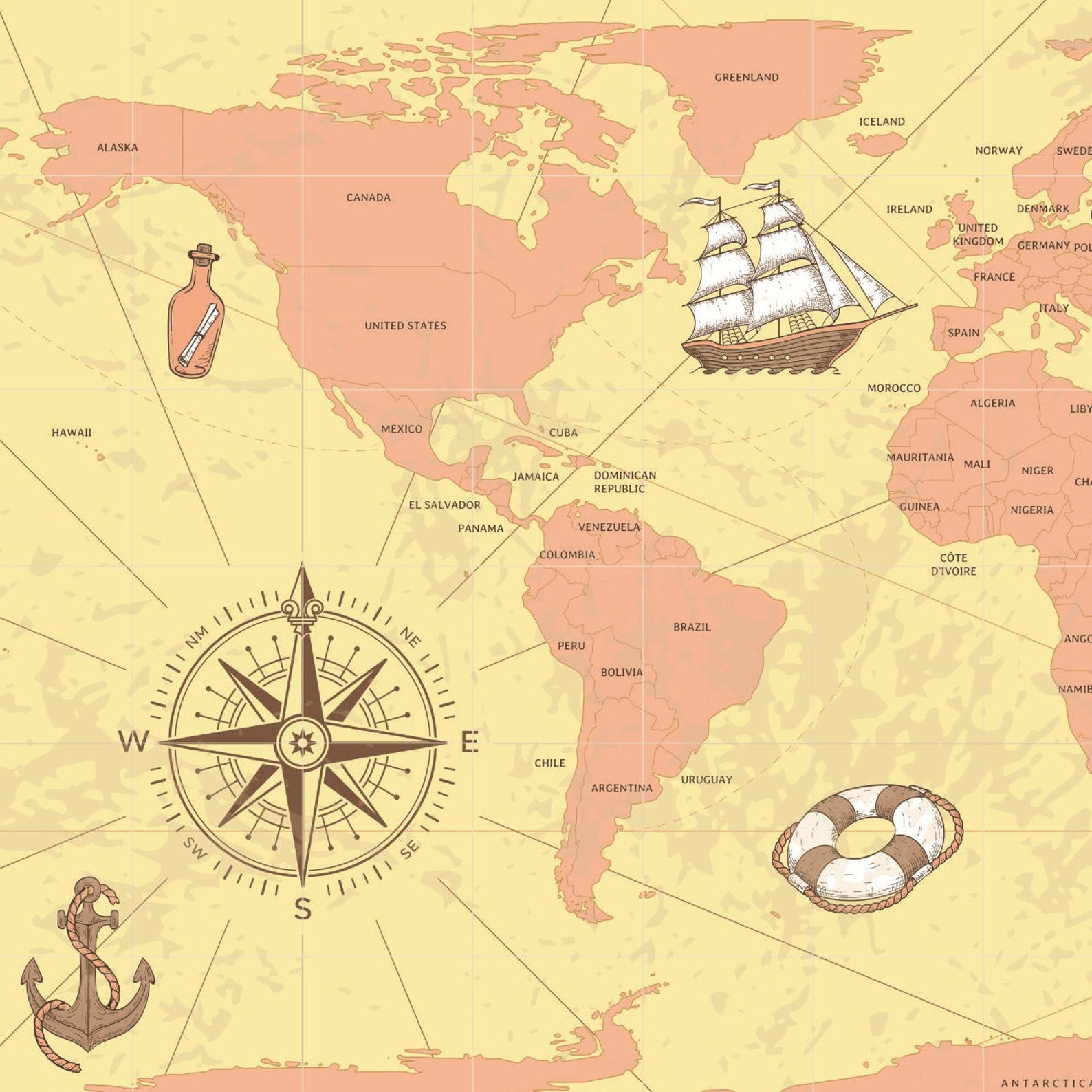 Old World Map Set SVG Cnc Laser Cut Engrave Vector (Instant Download ...