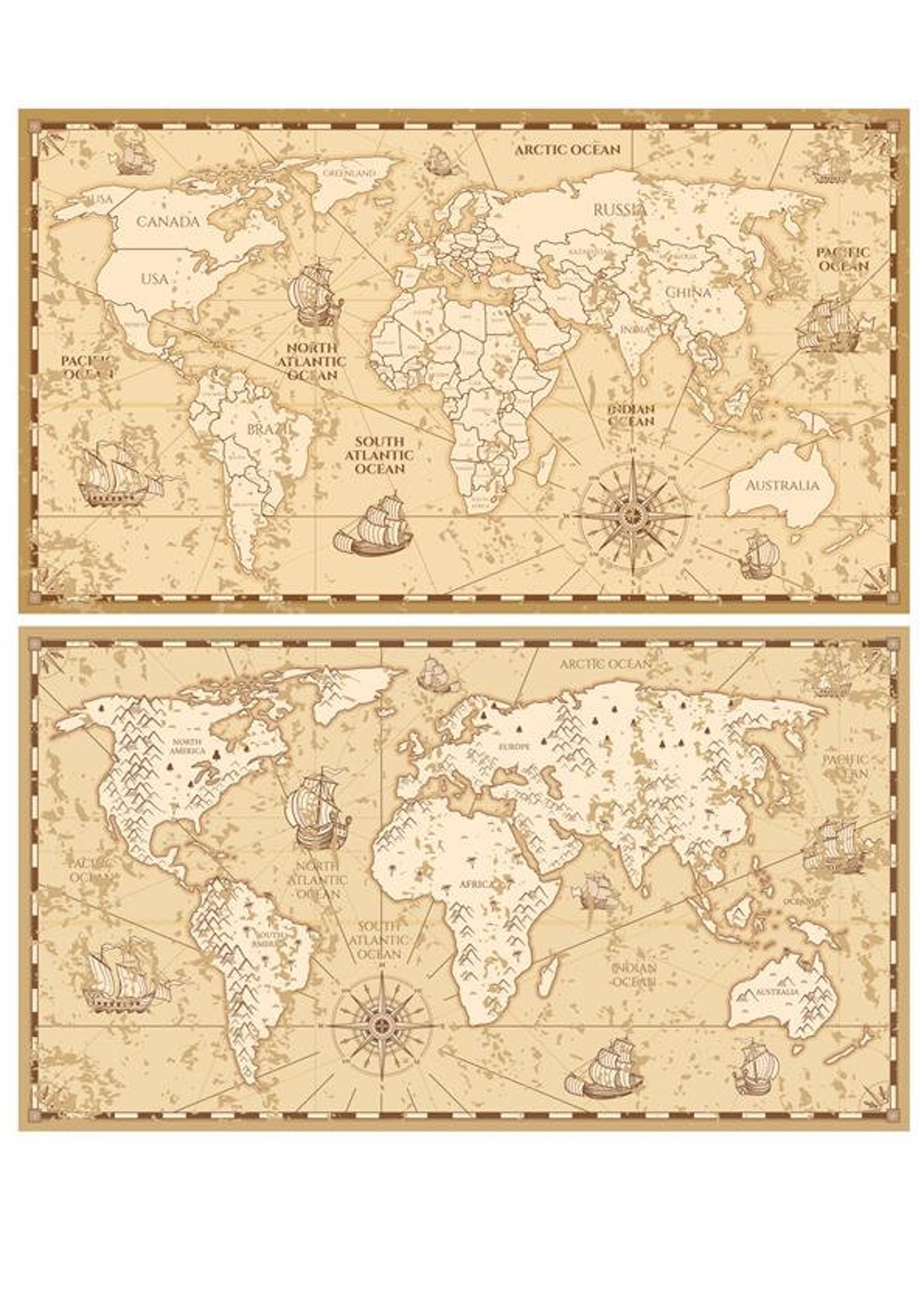 Old World Map Set SVG Cnc Laser Cut Engrave Vector File - Etsy