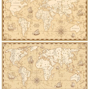Old World Map Set SVG Cnc Laser Cut Engrave Vector File - Etsy
