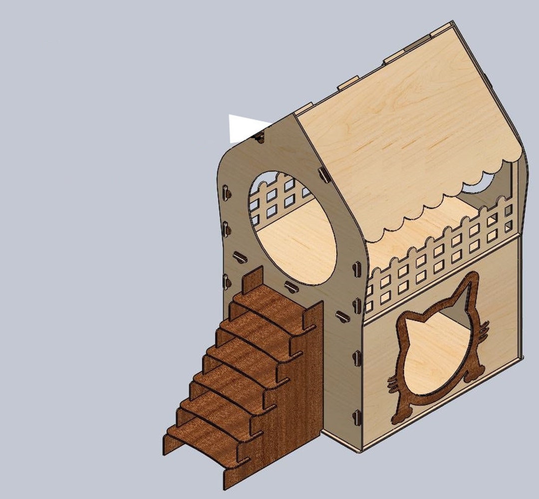 Laser Cut Cat House SVG DXF Files for 3mm Wood (digital Download) - Etsy