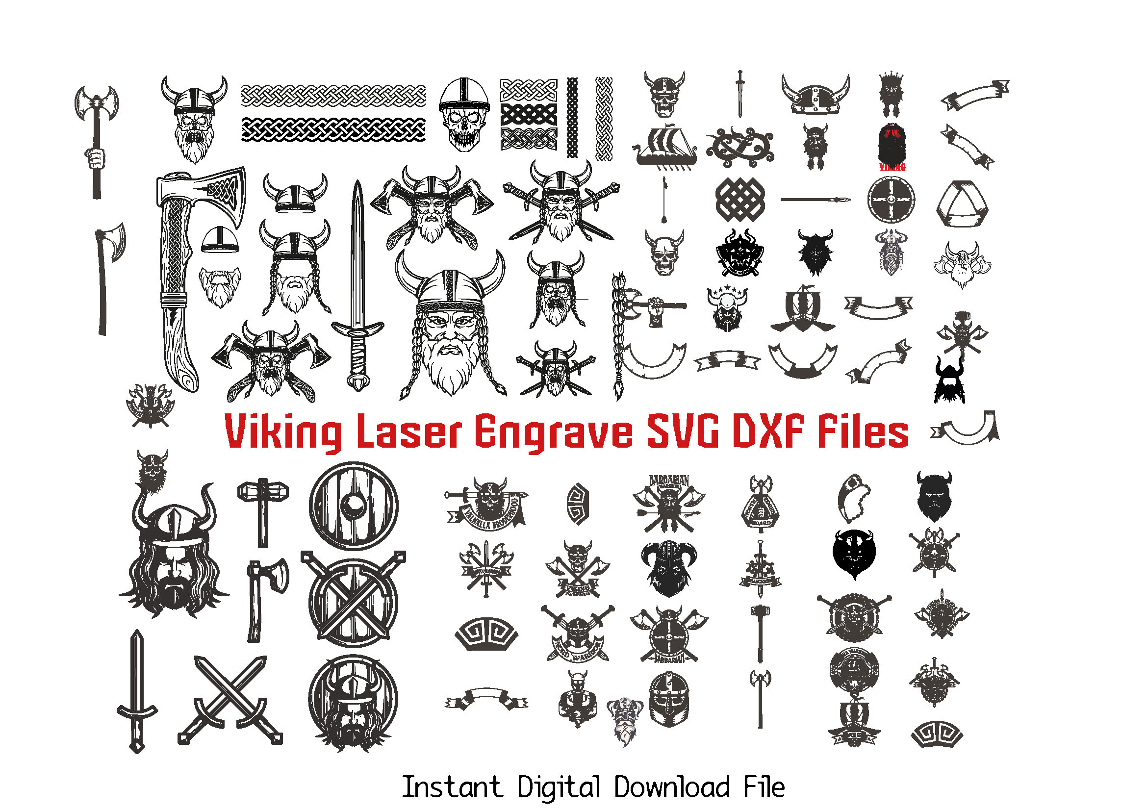 64 Vikings SVG DXF Files for Wood Laser Cut Engrave - Etsy