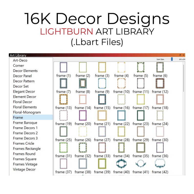 16K Art Deco Laser Cut Files – Lightburn Art Library (.LBART) | Decor ...