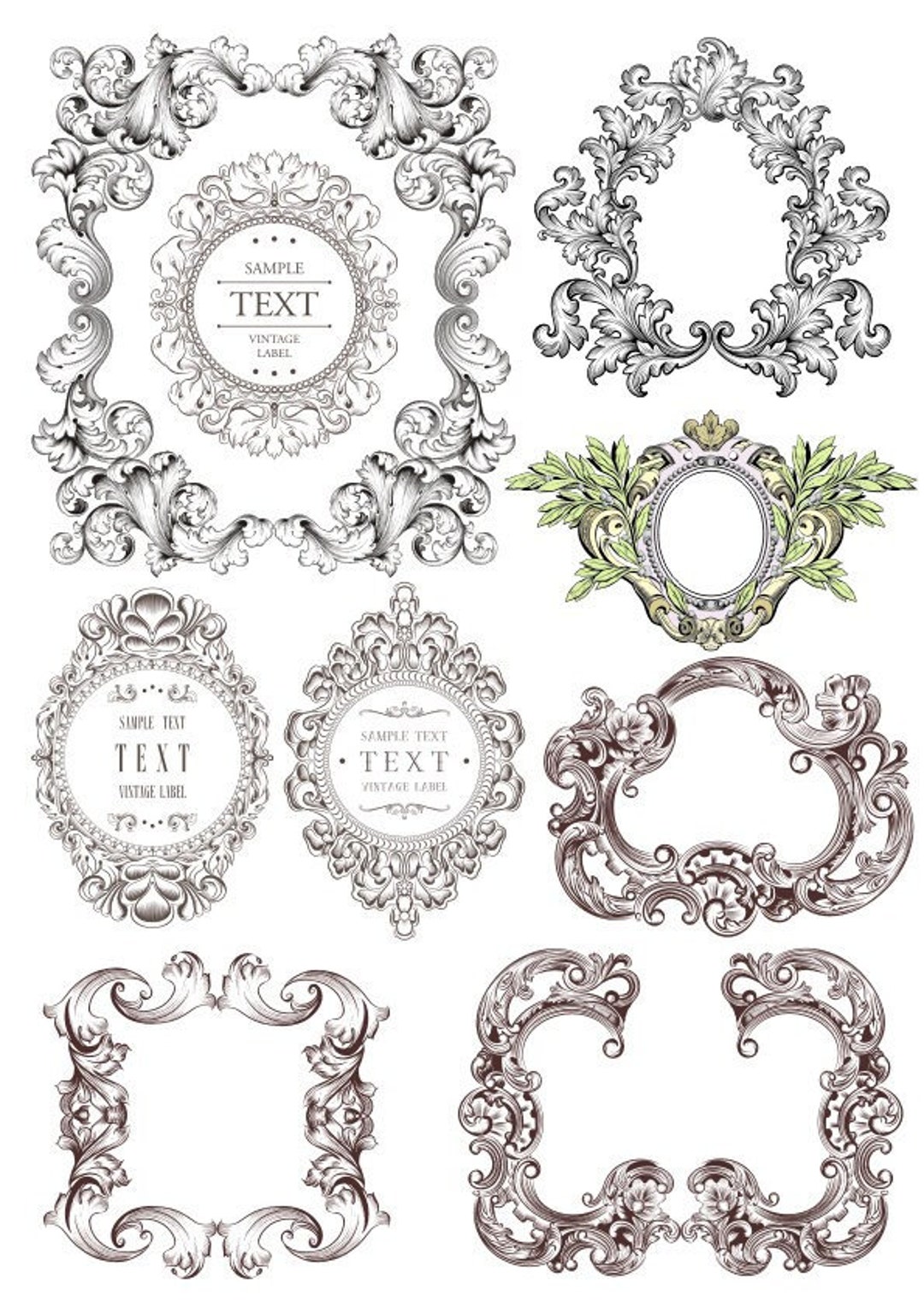 Vintage Frame Borders Wedding Card Individual Template Decor Svgs Pngs ...