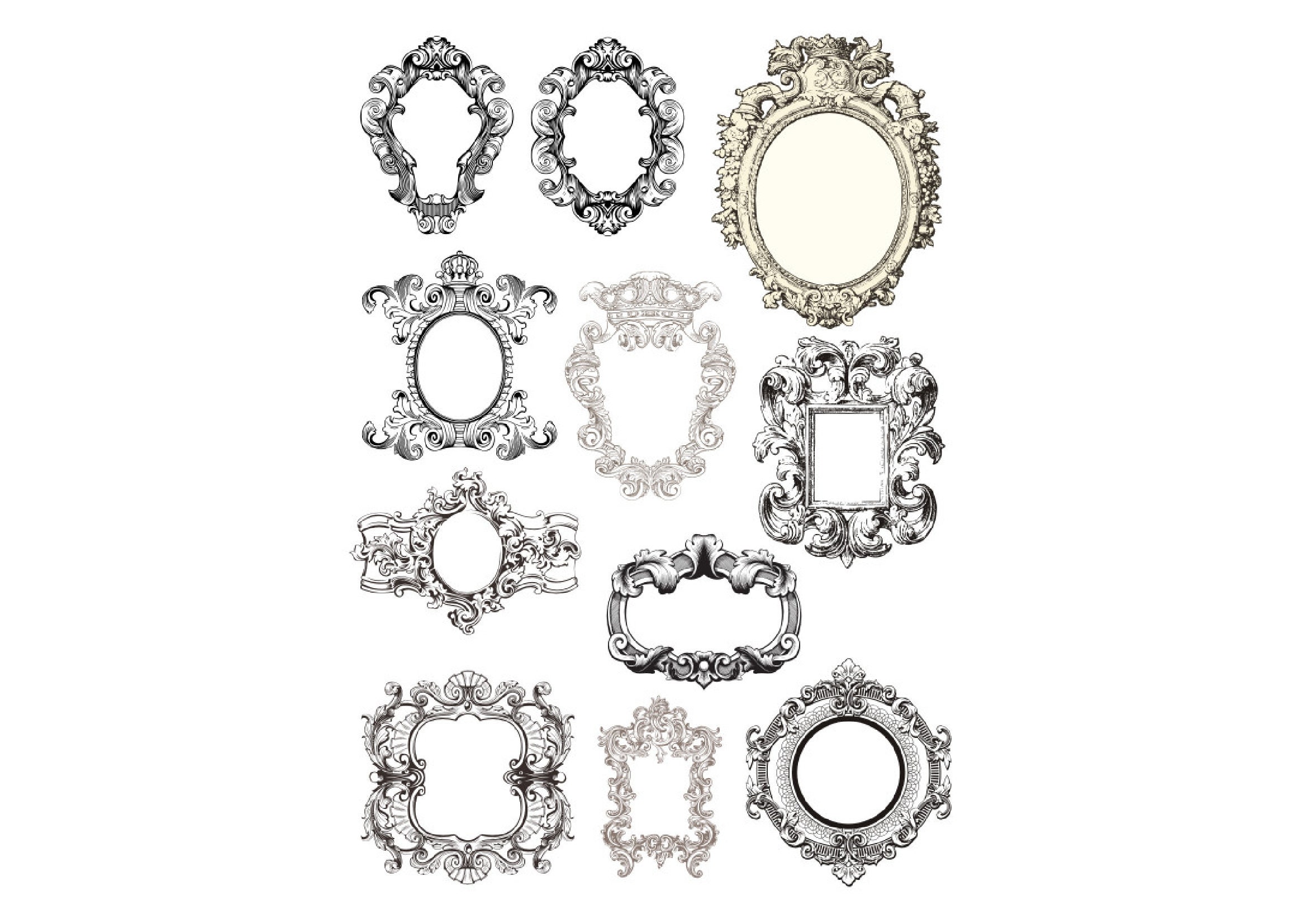 Baroque Frame Set 1 Wedding Card Individual Template Decor - Etsy