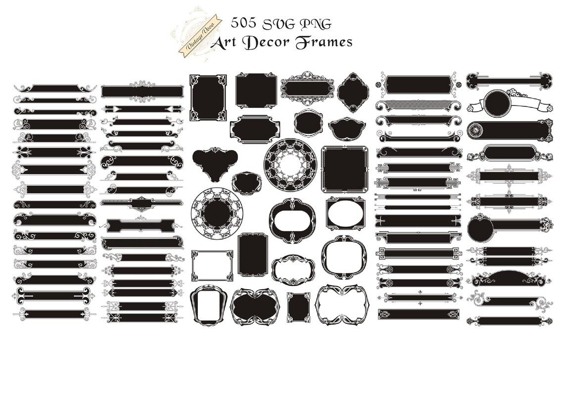 505 Svg Png Bundle Frame Elements Text Monogram Dividers - Etsy