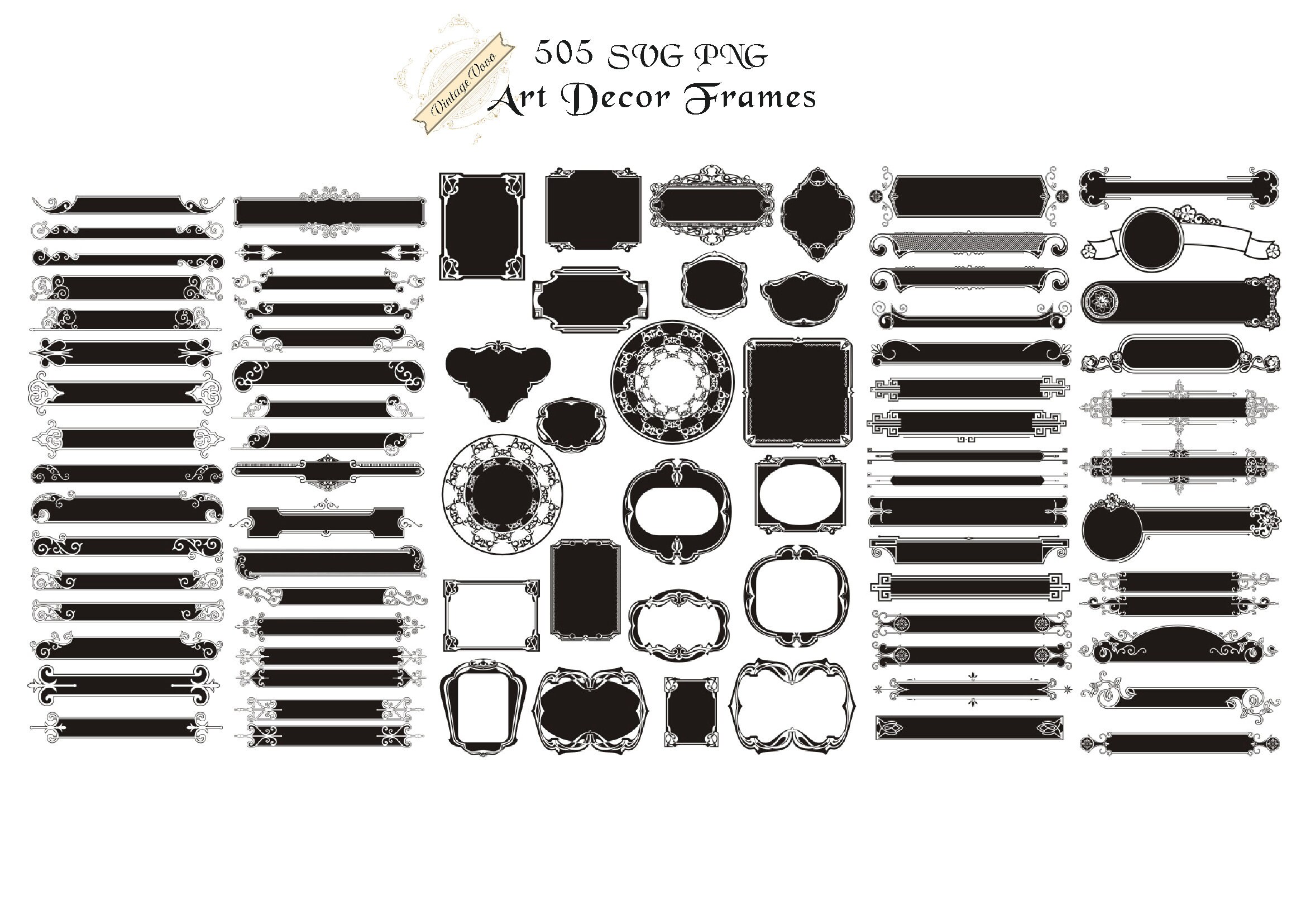 505 Svg Png Bundle Frame Elements Text Monogram Dividers - Etsy