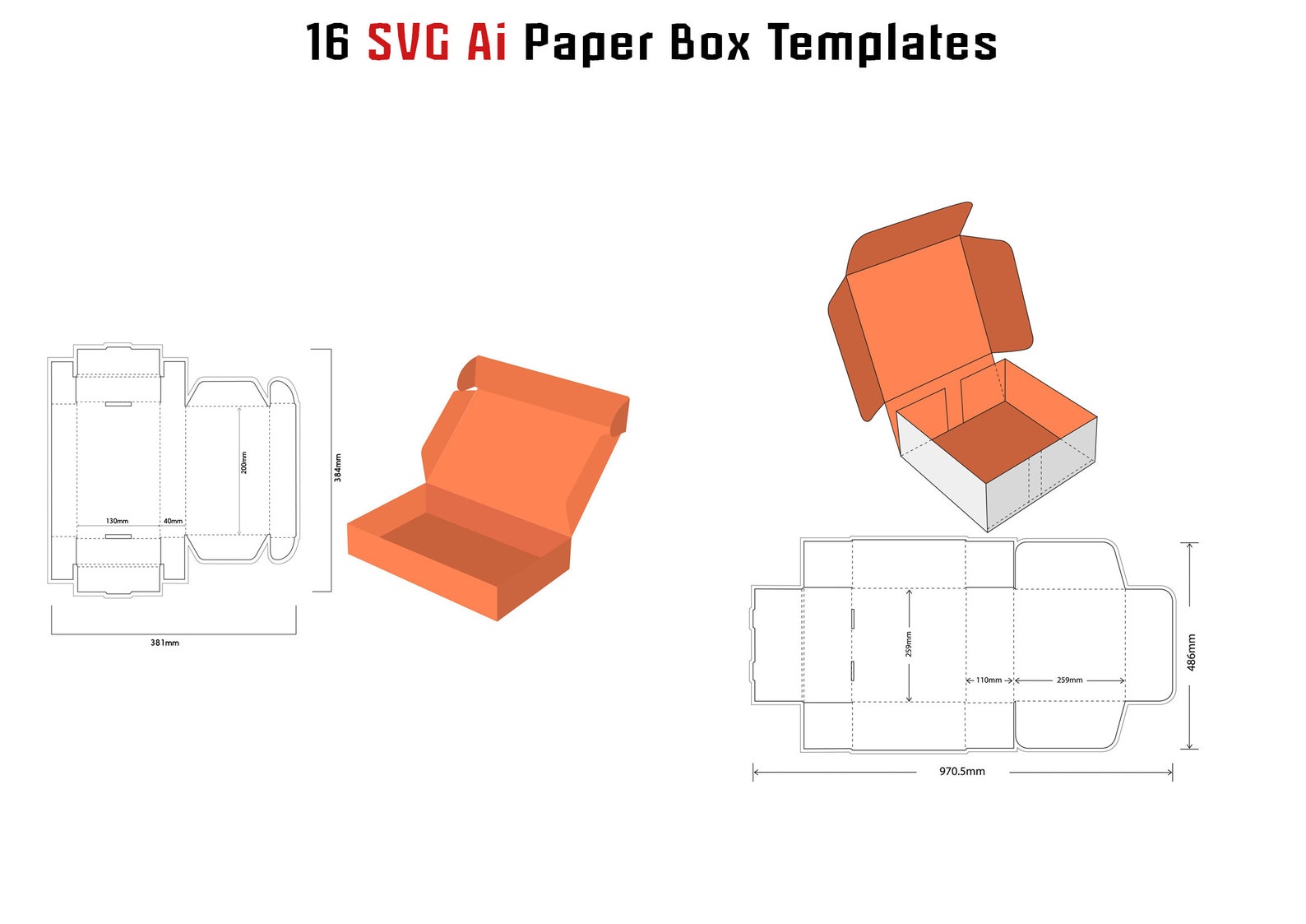 16 SVG Ai Packaging Shipping Box Laser Cut Template Bundle - Etsy
