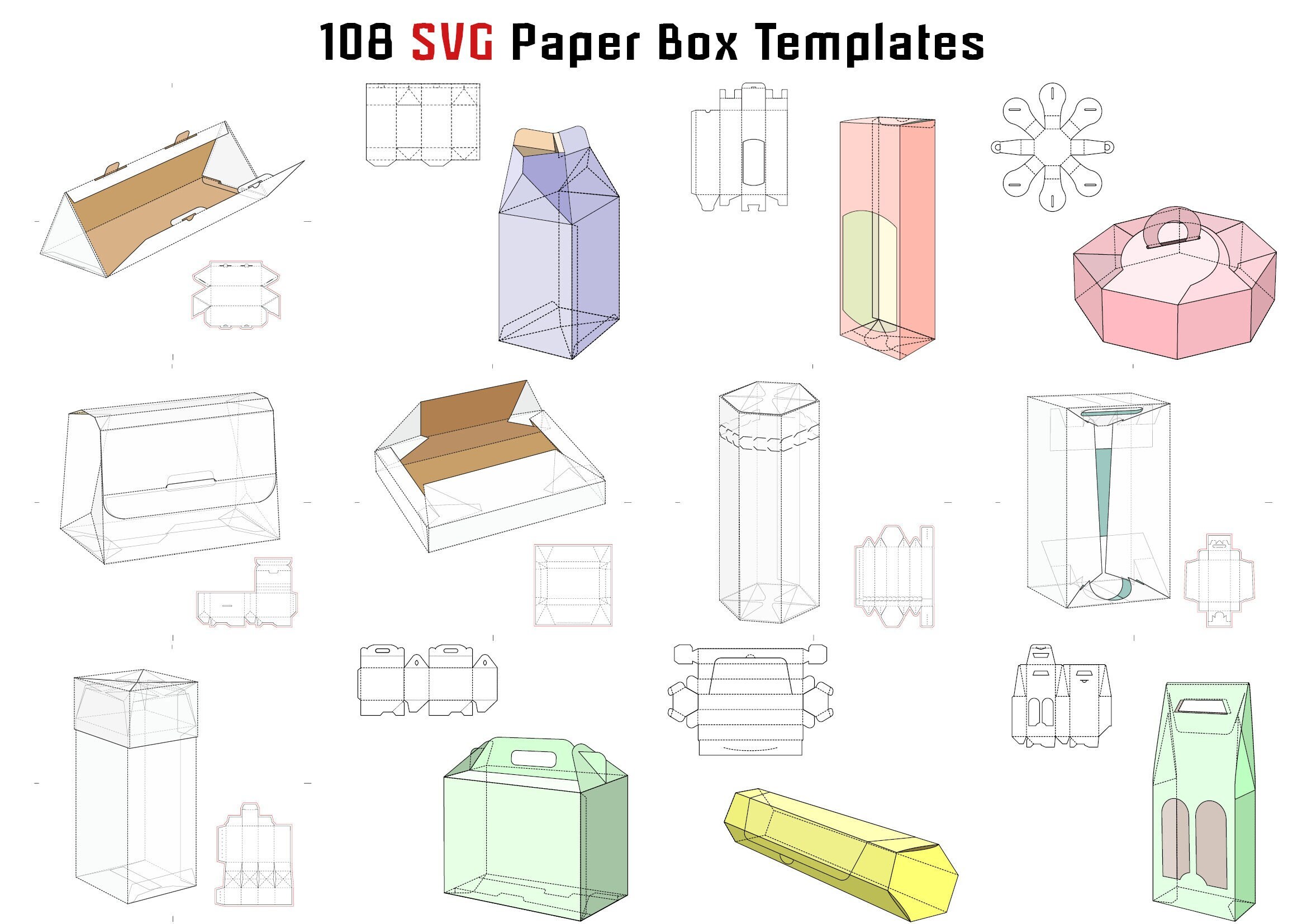 108 SVG Paper Box Laser Cut Template Bundle Cricut Silhouette - Etsy Canada